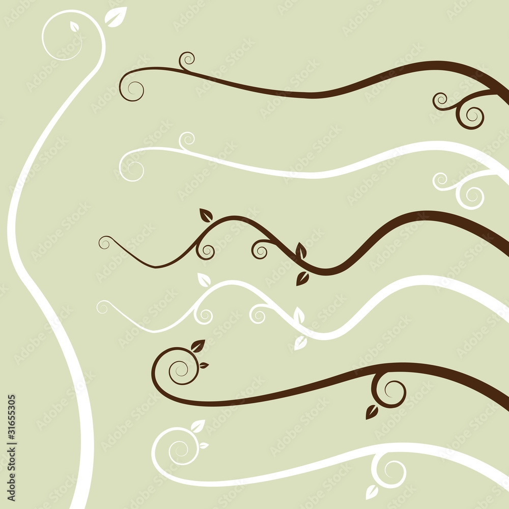 Swirl Leaf Branches Stock Vector | Adobe Stock