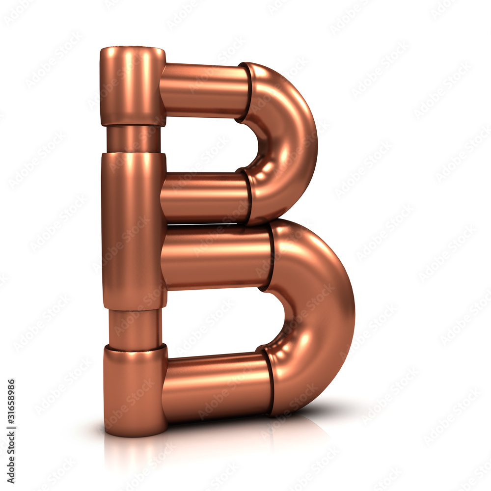 3d Copper tubing letter - B Stock Illustration | Adobe Stock