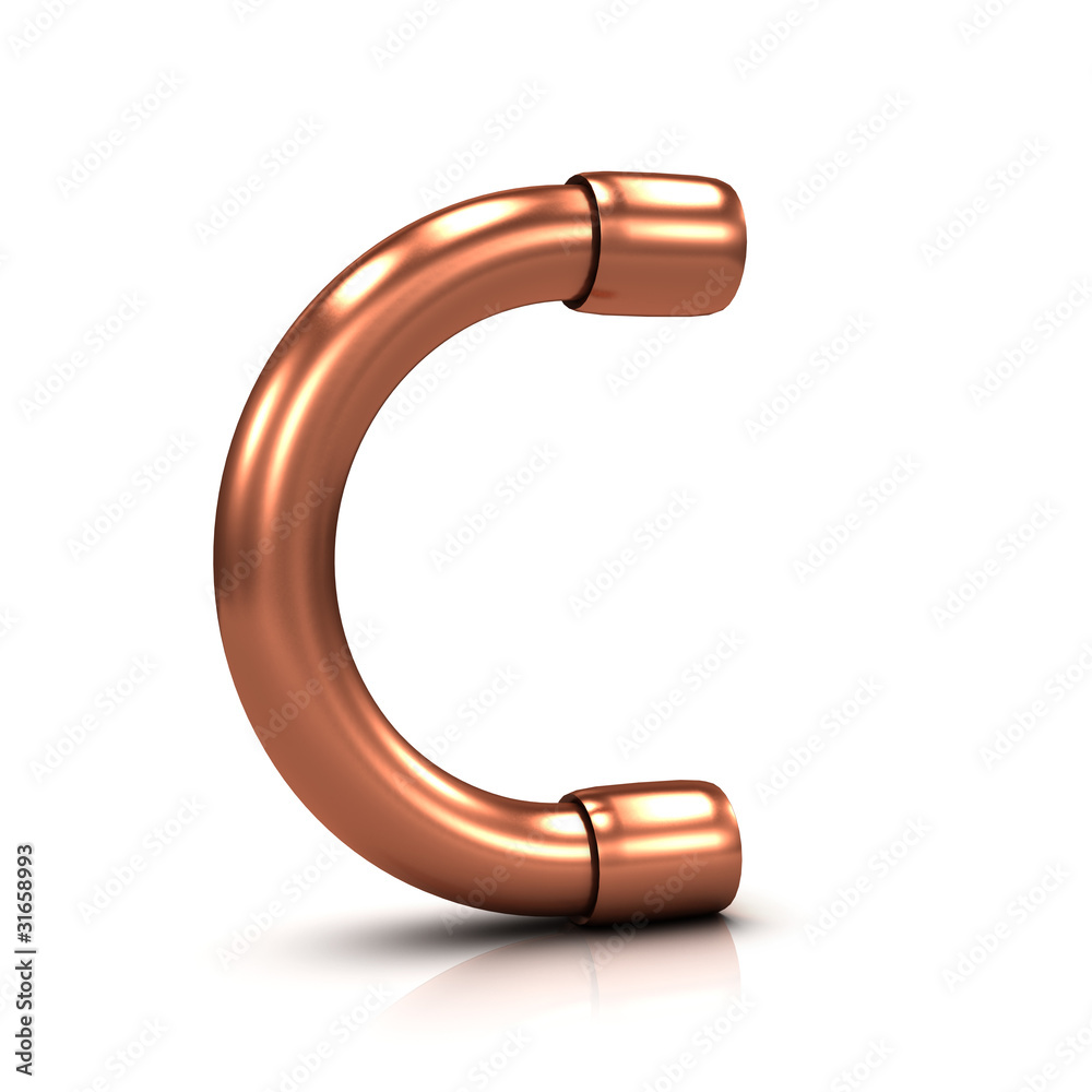3d Copper tubing letter - C Stock Illustration | Adobe Stock