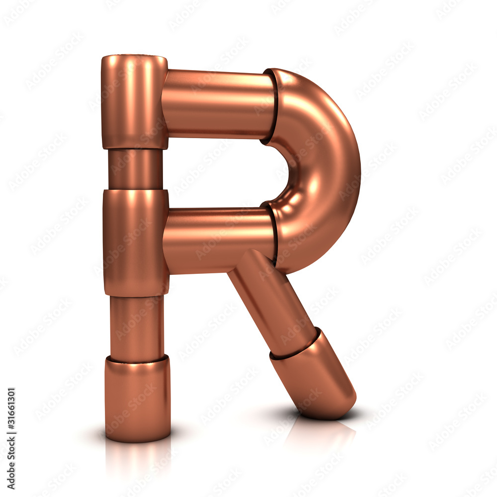 3d Copper tubing letter - R Stock Illustration | Adobe Stock