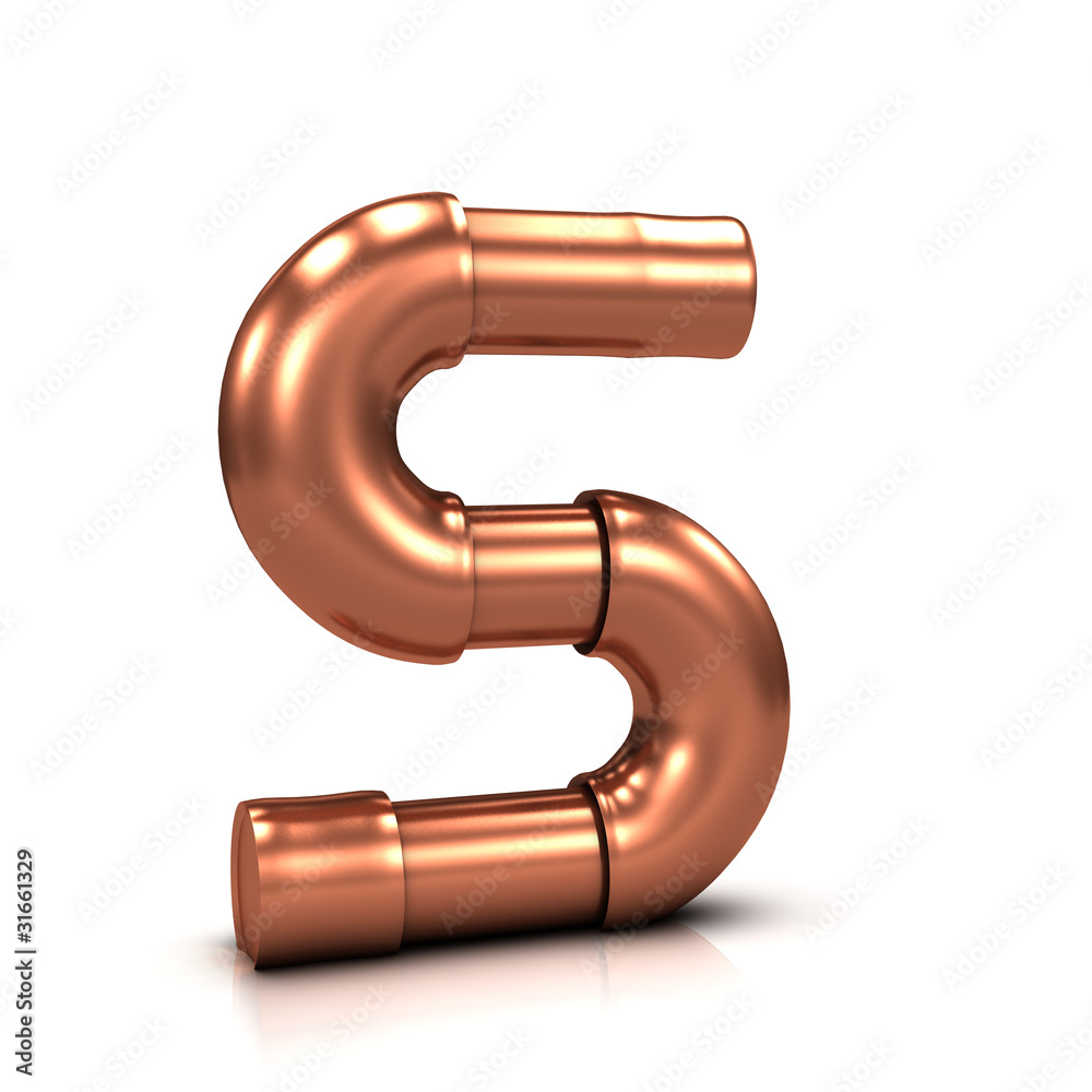 3d Copper tubing letter - S Stock Illustration | Adobe Stock