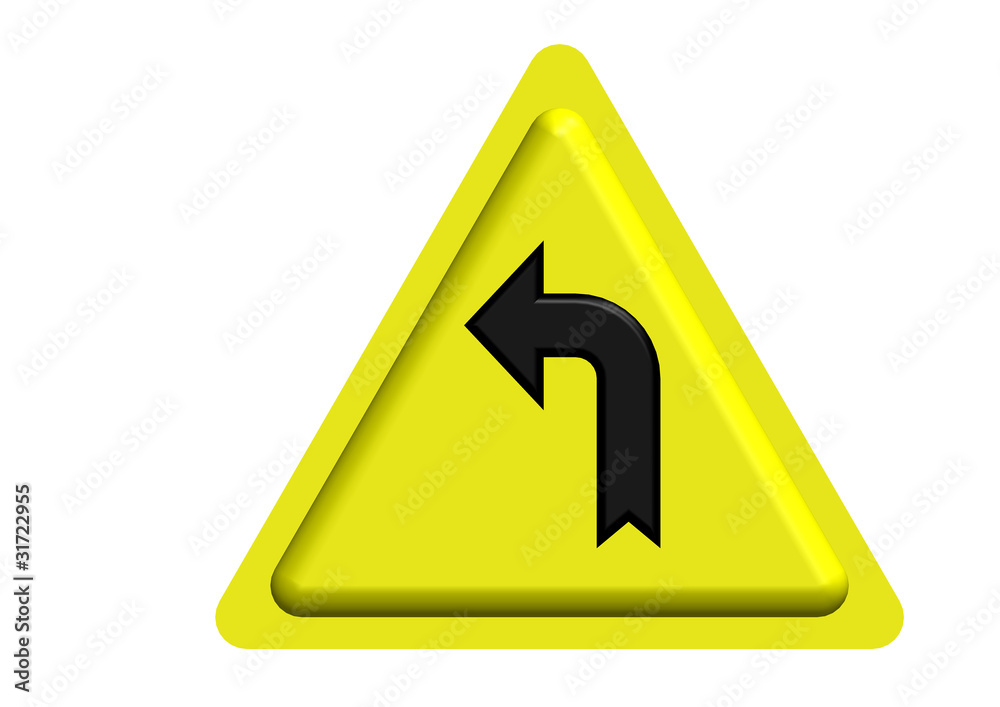 SHARP CORNER WARNING SIGN Stock Illustration | Adobe Stock