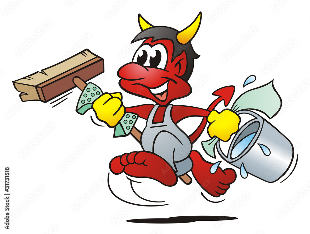 Cleaning Devil / Putzteufel Stock 일러스트레이션 | Adobe Stock