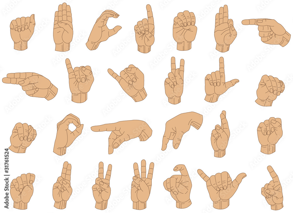 Sign Language Hands Stock Vector | Adobe Stock