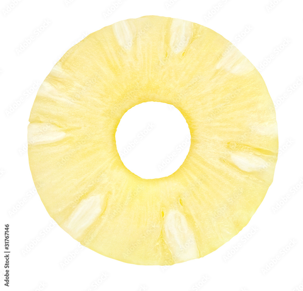Isolated pineapple slice. One ring of canned pineapple isolated on ...