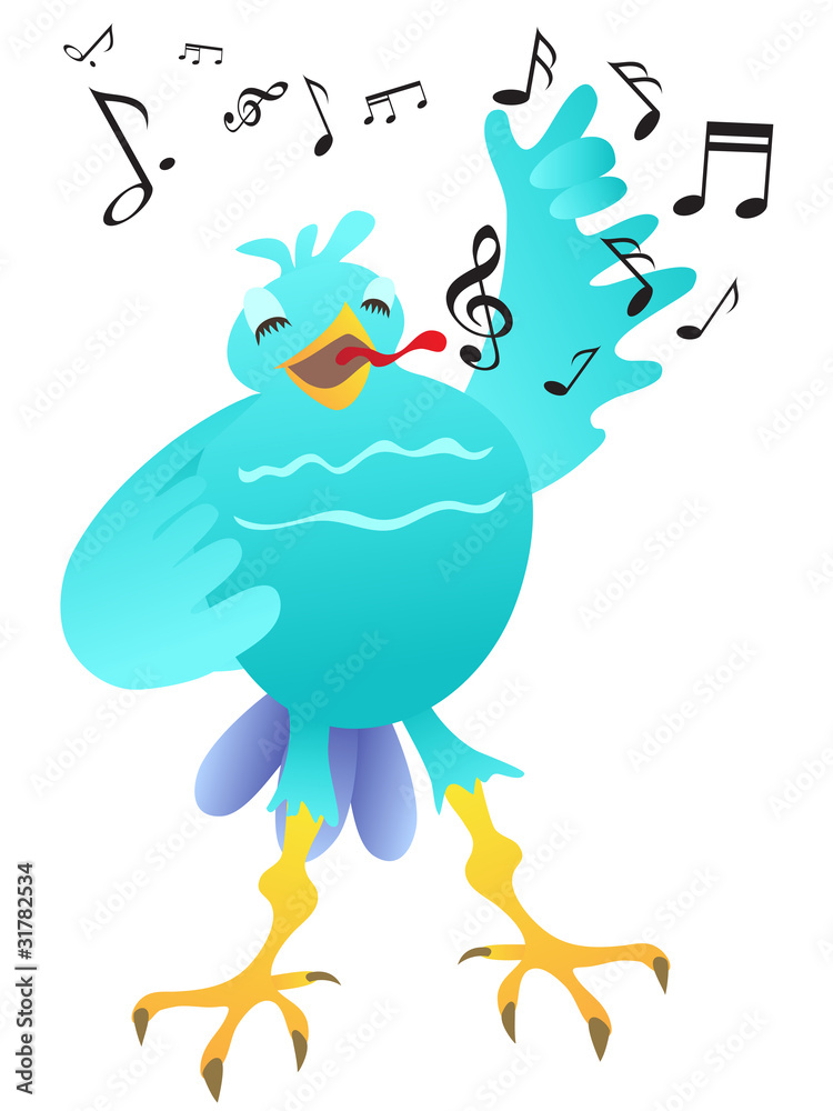 cartoon happy singing bird Stock Vector | Adobe Stock