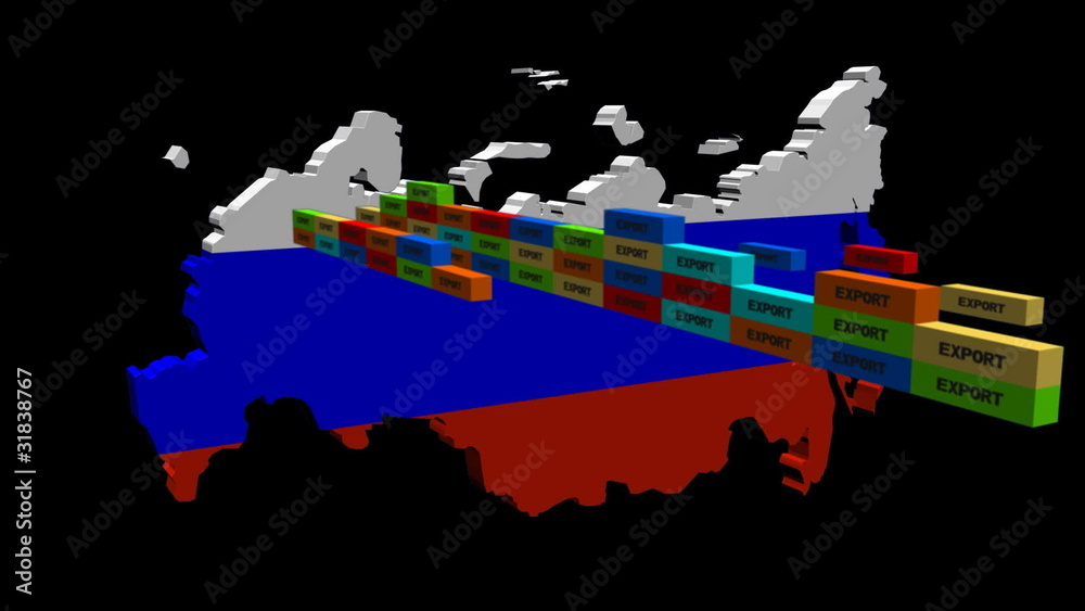 Russia map with stacks of export containers animation Stock Video ...
