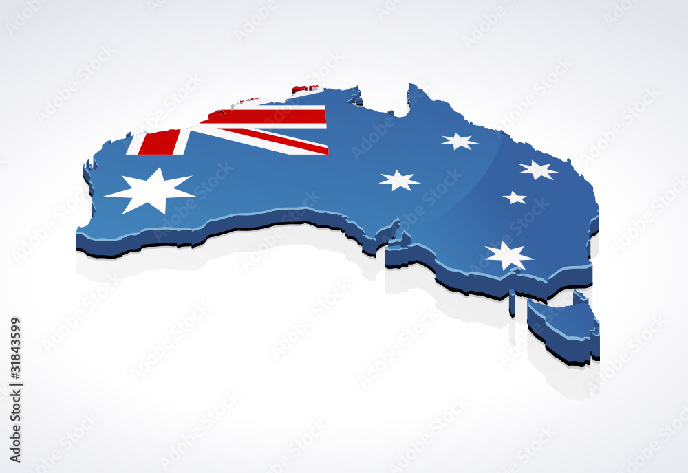 Map of Australia 3D (white background) Stock Vector | Adobe Stock