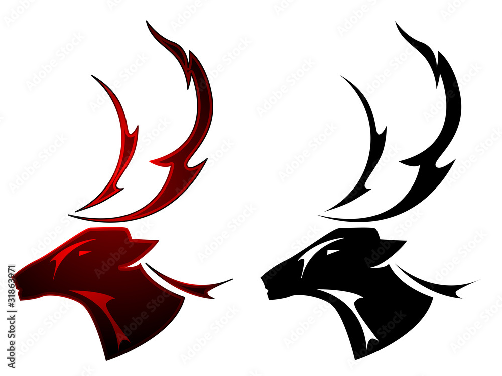 Stag tattoo design Stock Vector | Adobe Stock