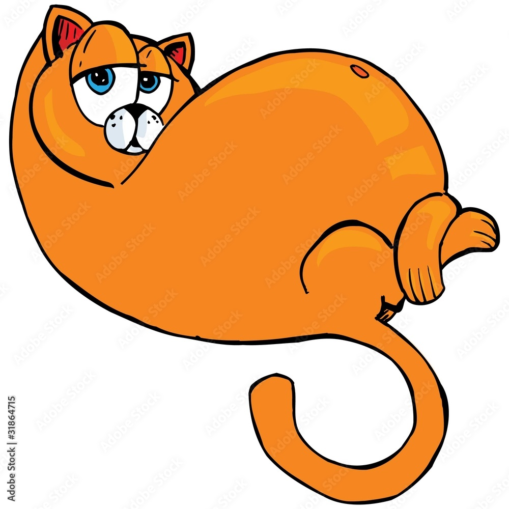 Cartoon of fat orange cat Stock Vector | Adobe Stock
