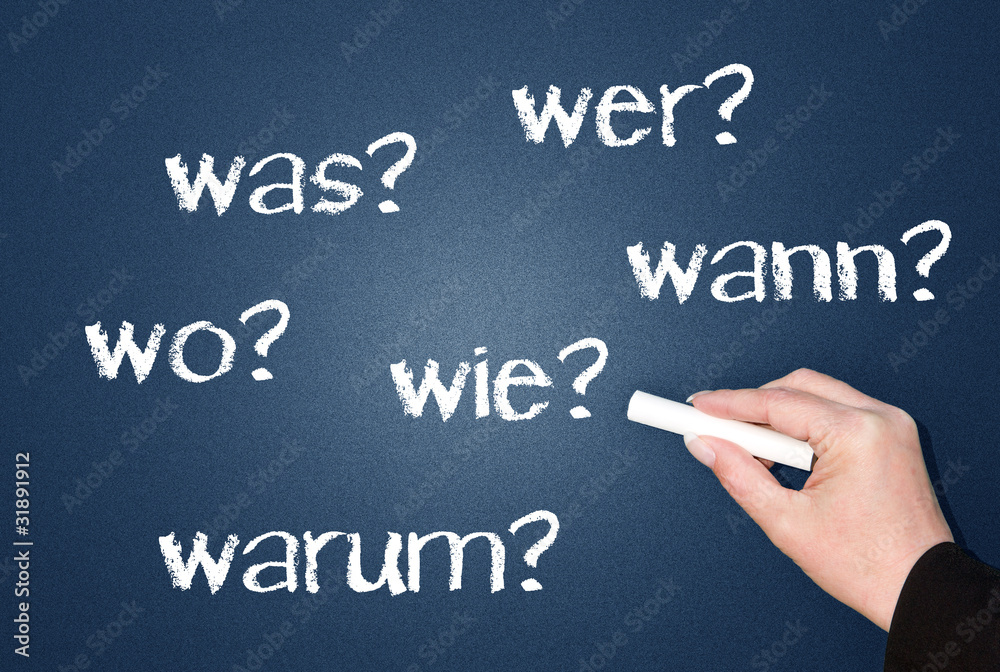 W-Fragen: was - wer - wo - wie - wann - warum ? Stock-Illustration ...