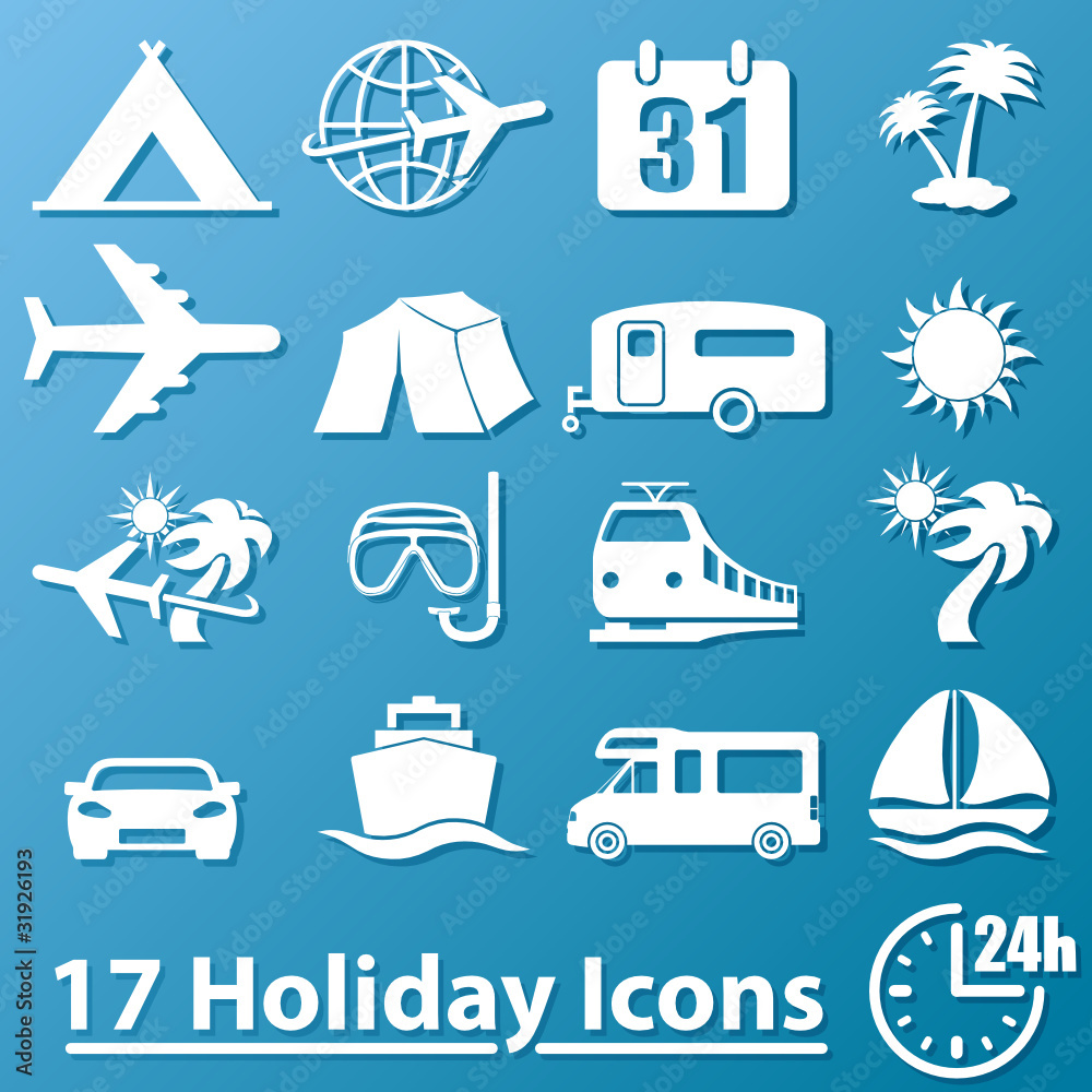 17 Urlaub Icons Stock-Vektorgrafik | Adobe Stock