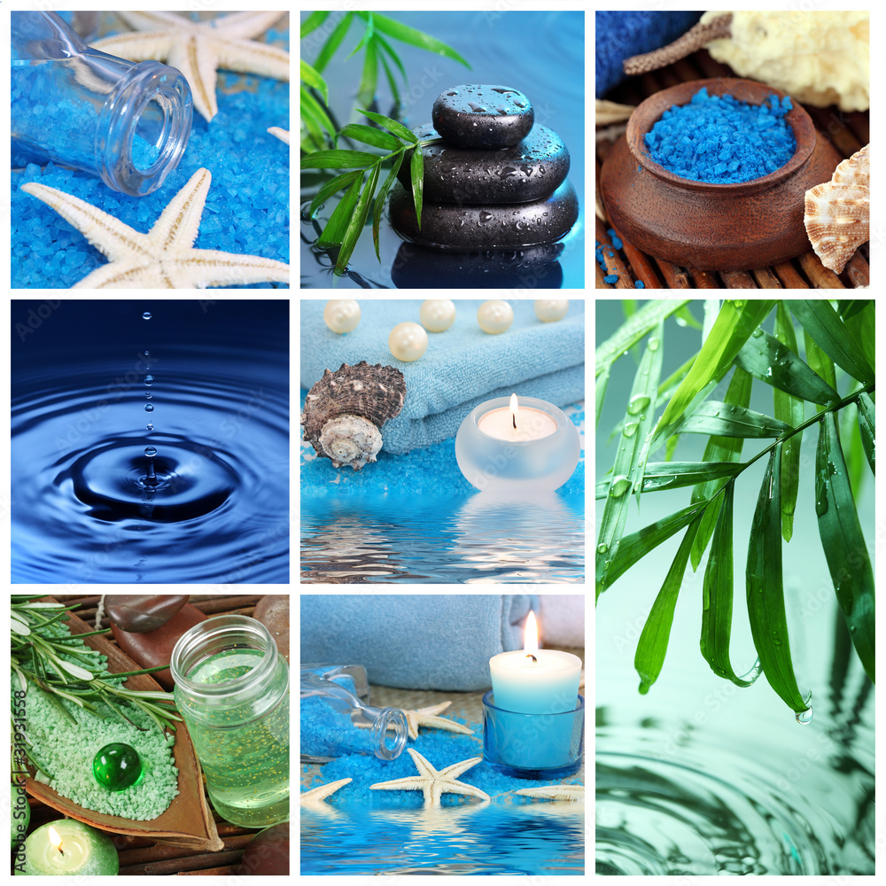Blue spa collage Stock Photo | Adobe Stock