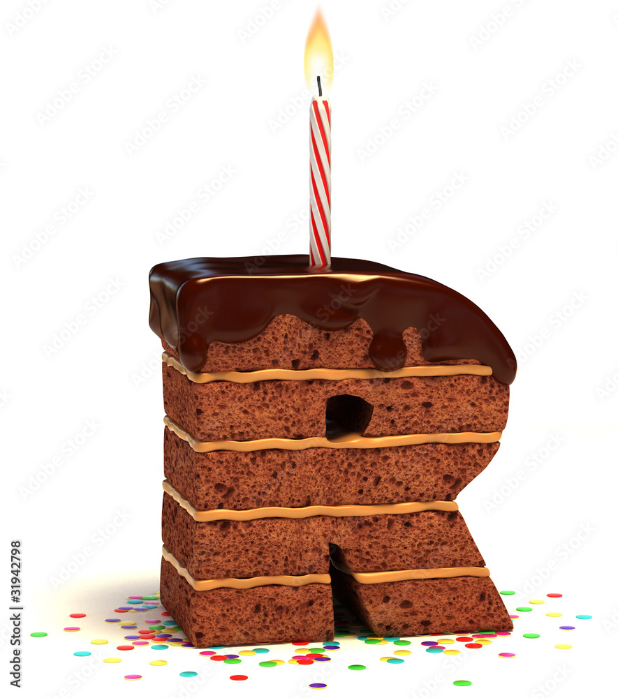 letter R shaped chocolate birthday cake Stock Illustration | Adobe Stock
