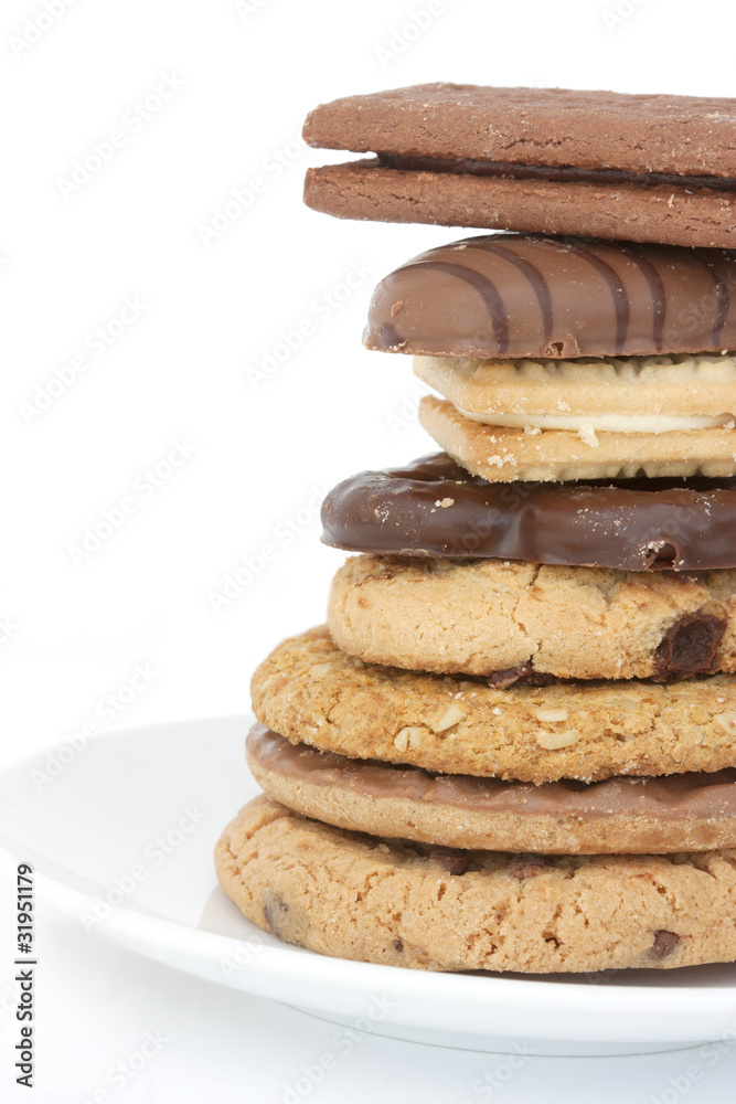 Tower of different types of biscuits Stock Photo | Adobe Stock