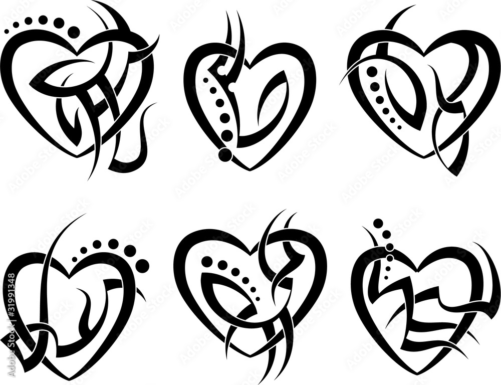 tattoo heart vector de Stock | Adobe Stock