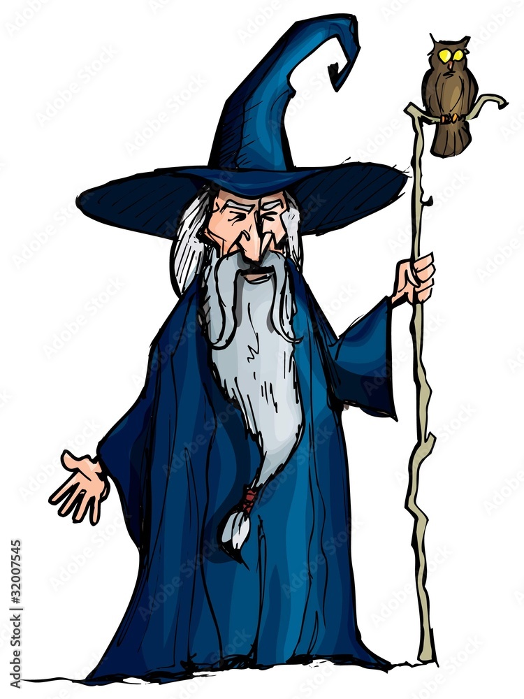 Cartoon Wizard with staff Stock Vector | Adobe Stock
