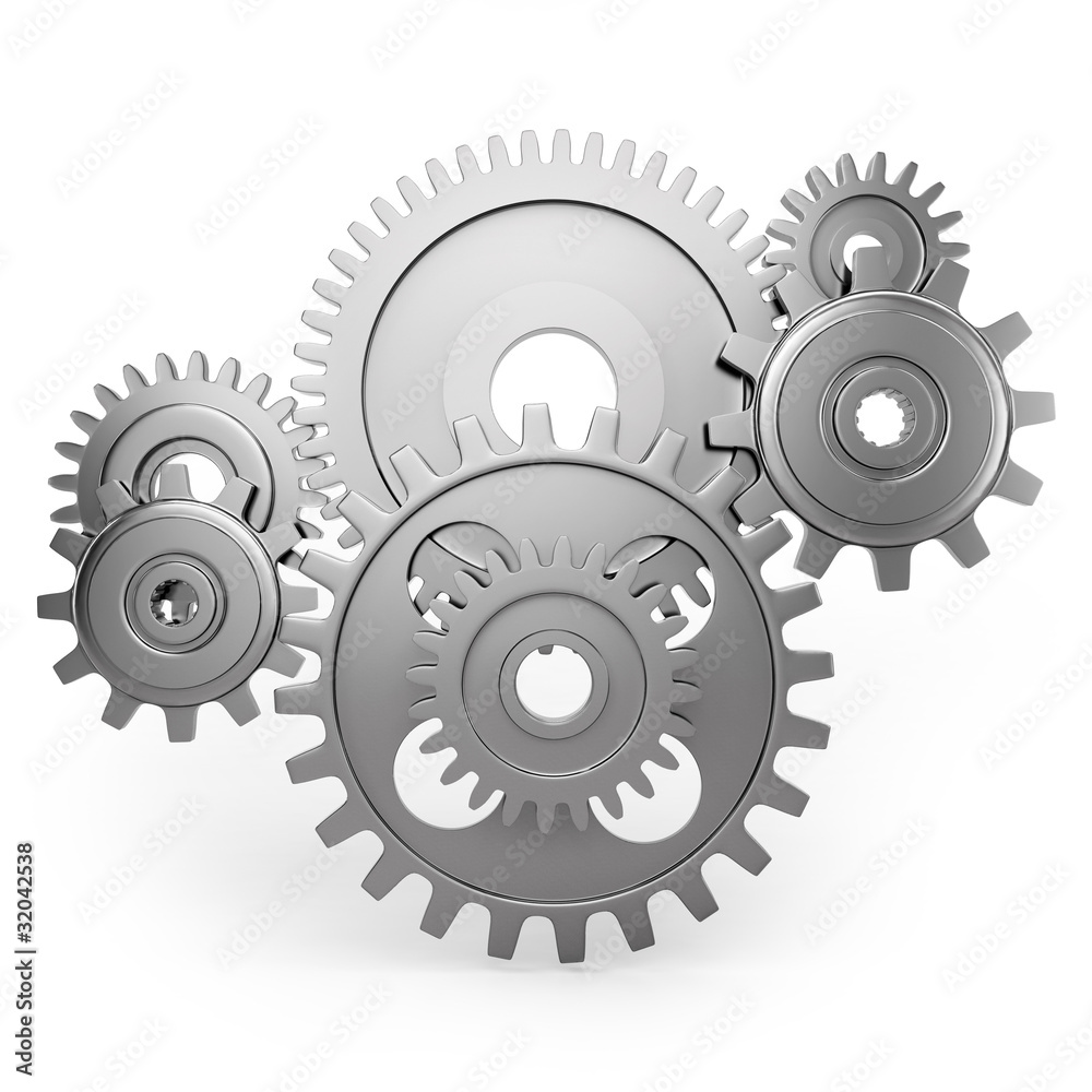 Gear wheels - dynamic side view Stock-Illustration | Adobe Stock