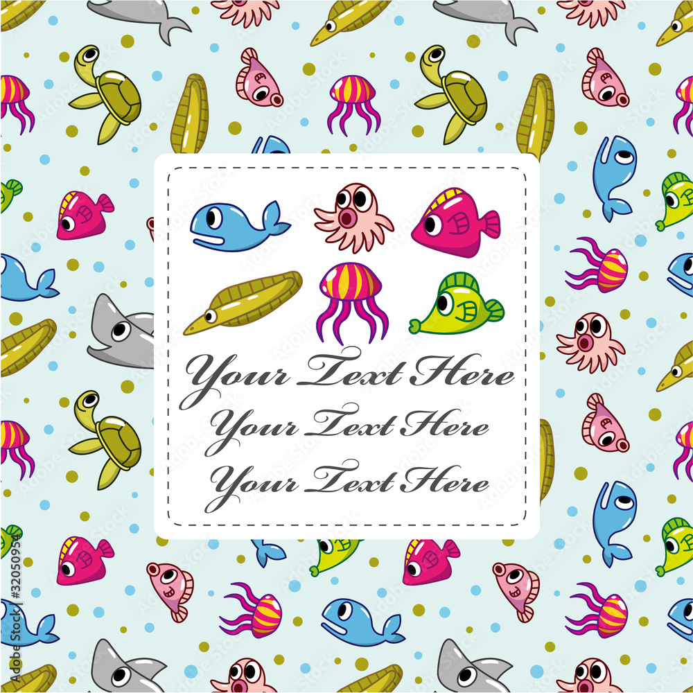 cartoon fish card Stock Vector | Adobe Stock