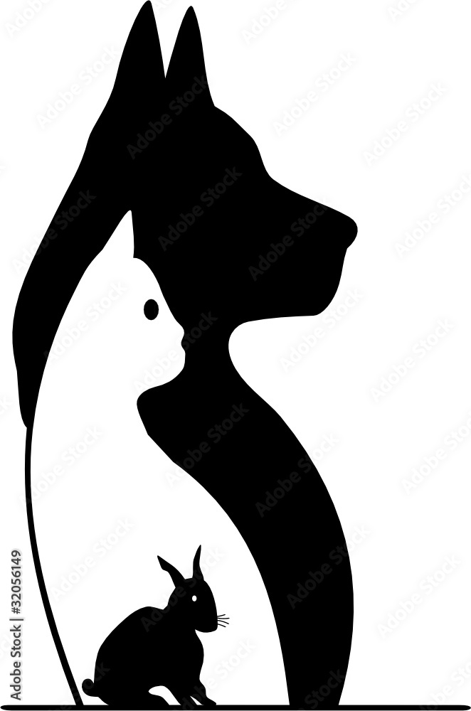CHIEN-CHAT ET LAPIN Stock Vector | Adobe Stock