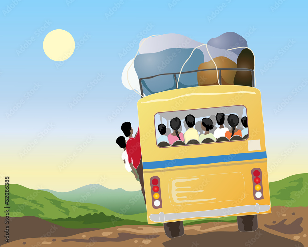 indian bus travel Stock Vector | Adobe Stock