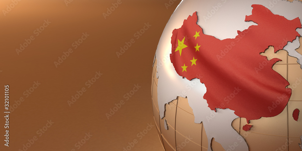 Map of the China on Earth in the national colors Stock Illustration ...