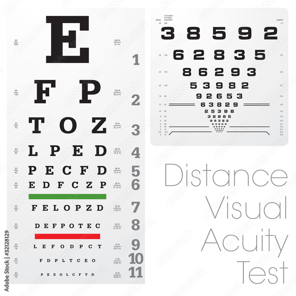 Distance Visual Acuity Test Stock Vector | Adobe Stock