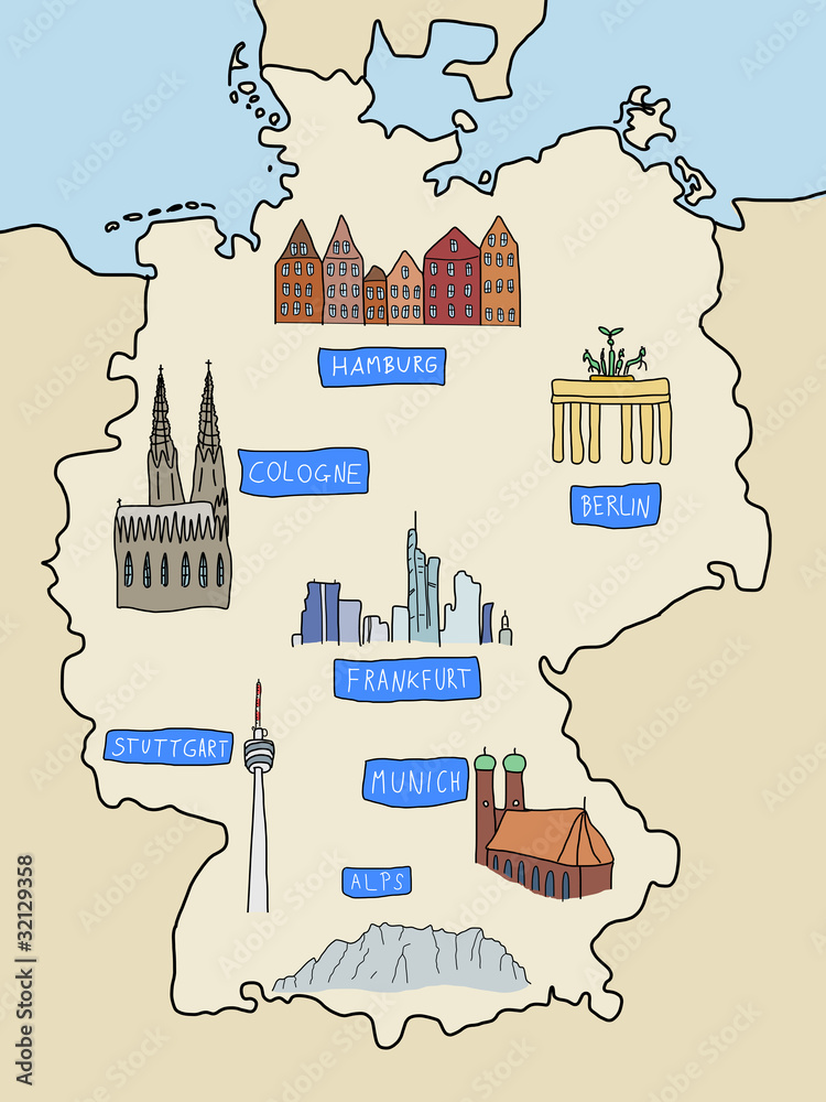 Germany map - doodle illustration Stock Vector | Adobe Stock