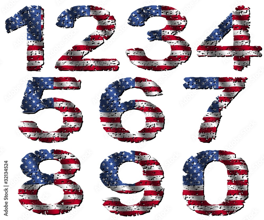 grunge American flag numbers illustration Stock Illustration | Adobe Stock