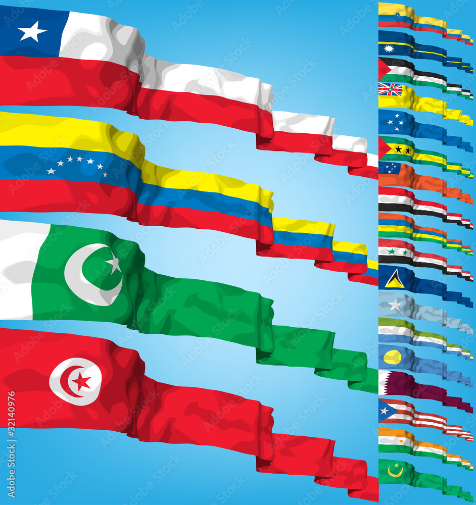 Set of world flags. High detailed 3d vector concept Stock Vector ...