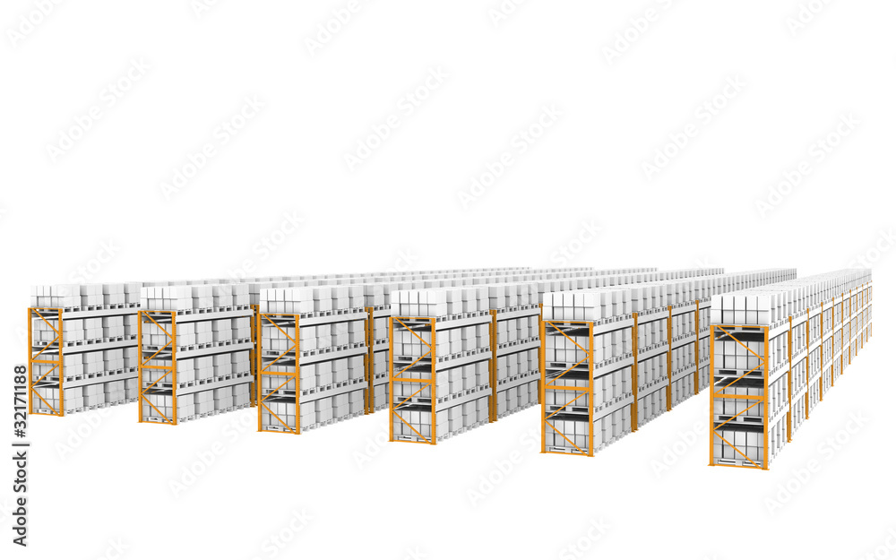 Rack x 60. Shelves, Side view. Part of Warehouse series Stock ...