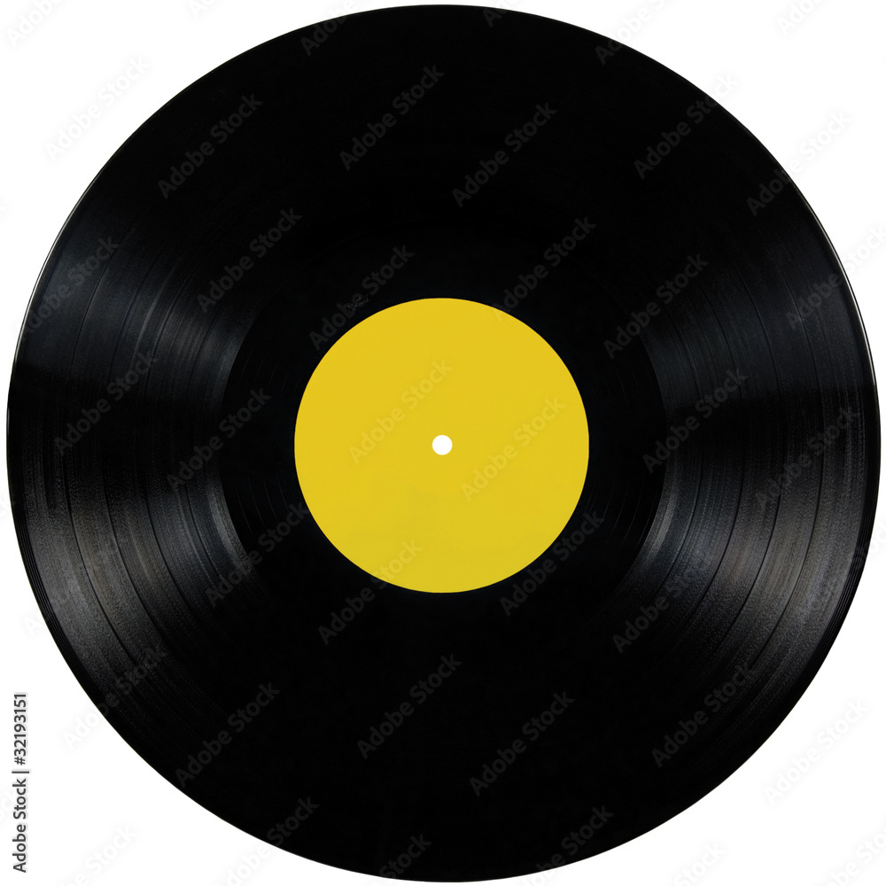 Vinyl lp album disc isolated long play disk blank record yellow foto de ...
