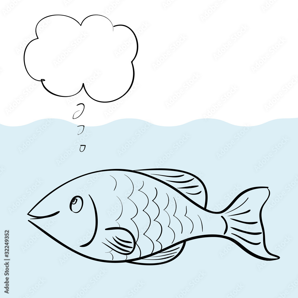 Vector cartoon fish thinking with a blank bubble for your text Stock ...