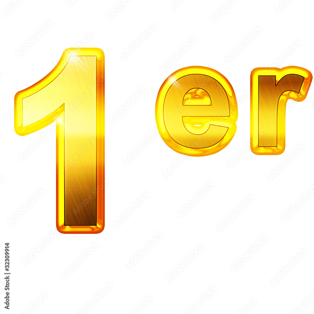 1er - premier - chiffre en OR Illustration Stock | Adobe Stock