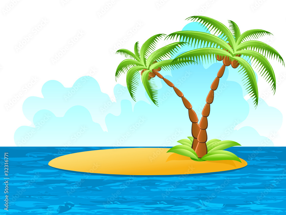 Einsame Insel im Meer Stock-Vektorgrafik | Adobe Stock