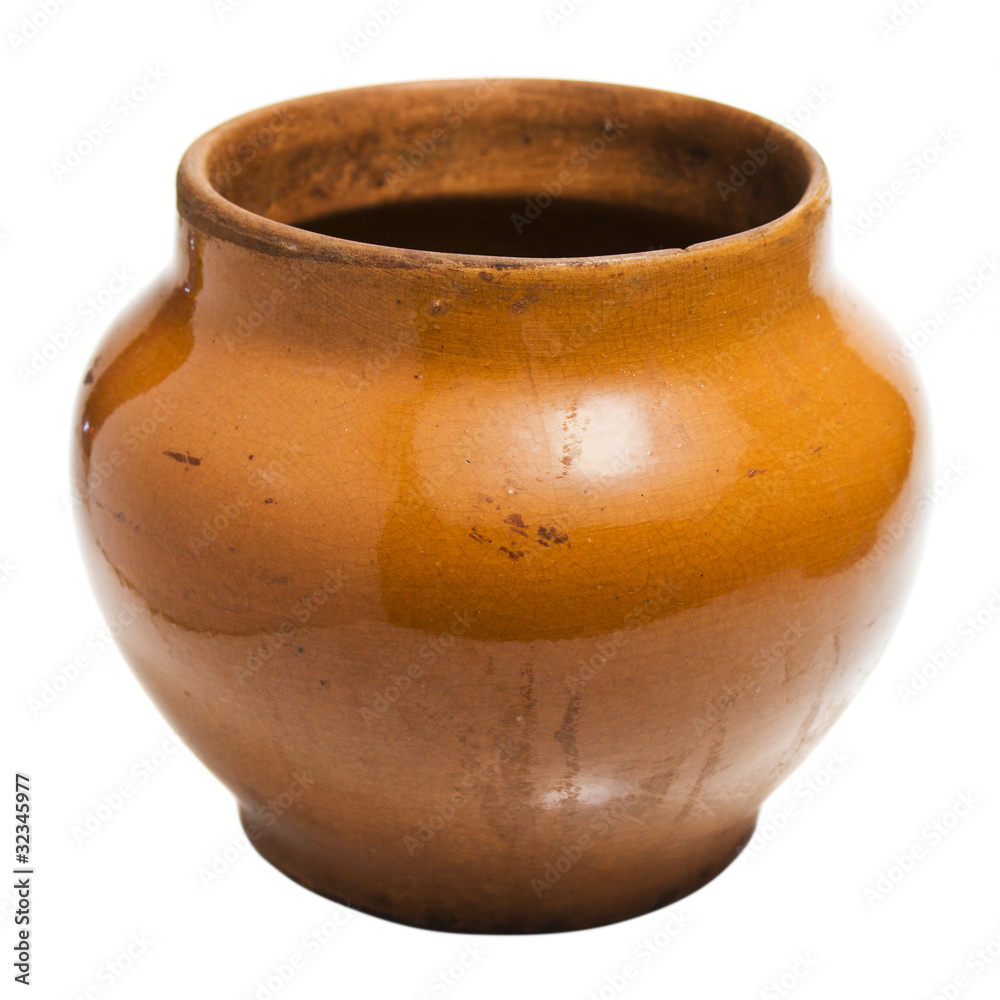 clay pot on white background Stock Photo | Adobe Stock