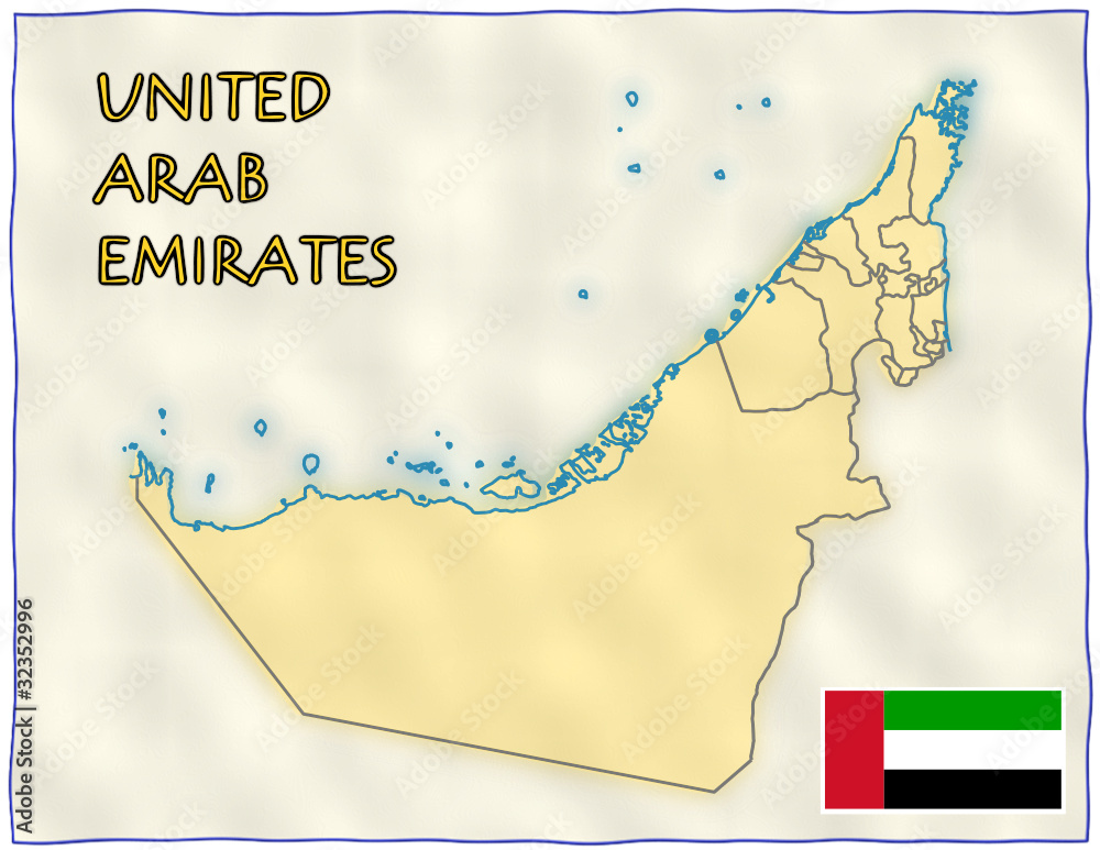 United Arab Emirates political division national emblem map Stock ...