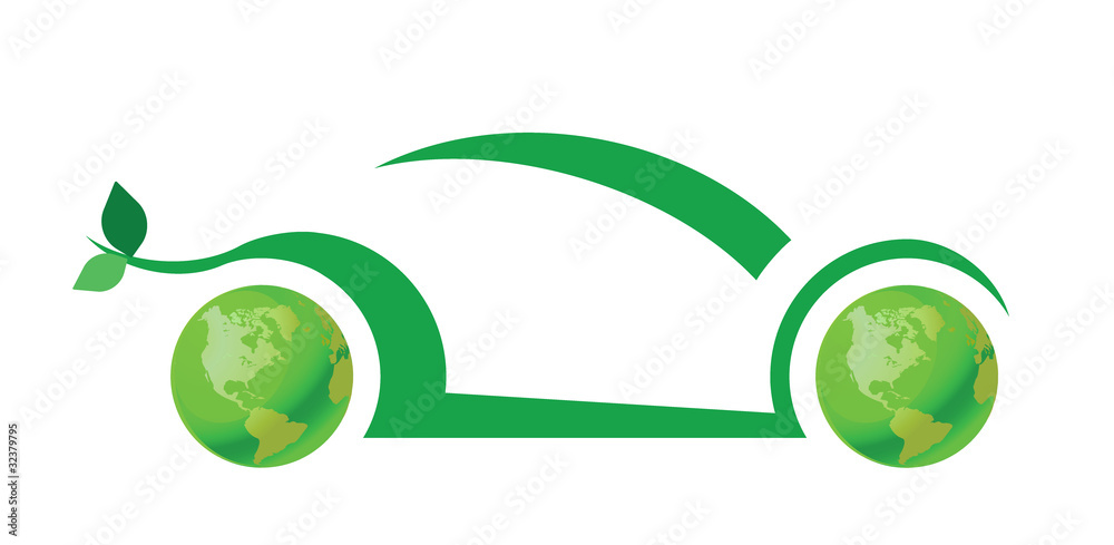 Green car concept isolated on white background Stock Vector | Adobe Stock