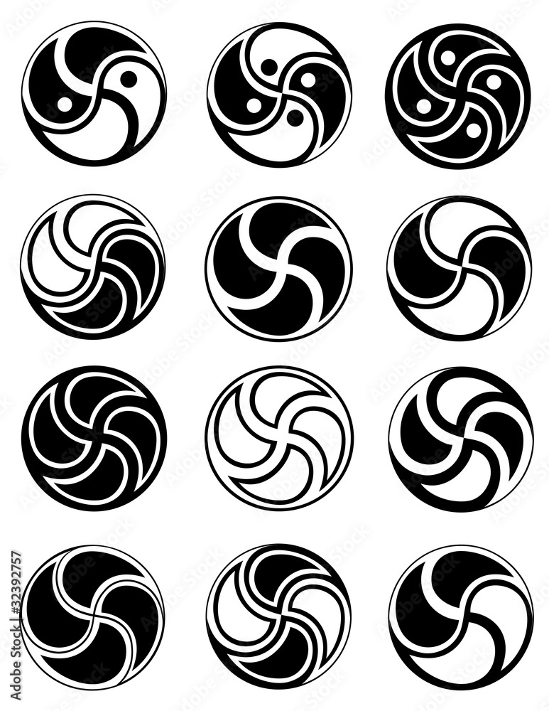 Creative symbols in style of ying yang Stock Vector | Adobe Stock