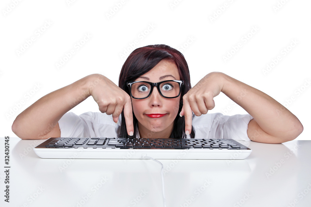 Frau am Computer Stock-Foto | Adobe Stock