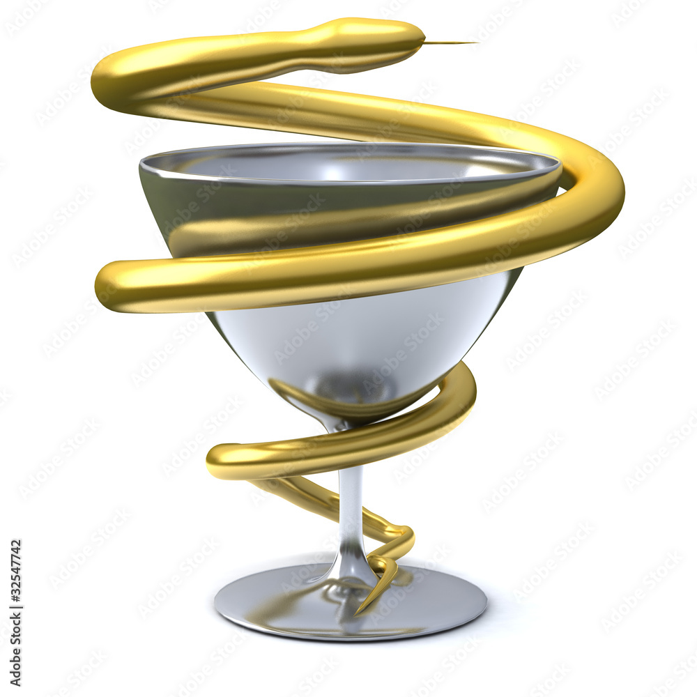 Pharmacy symbol - snake and cup 3d Stock Illustration | Adobe Stock