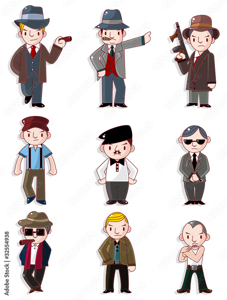 cartoon mafia icon set Stock Vector | Adobe Stock