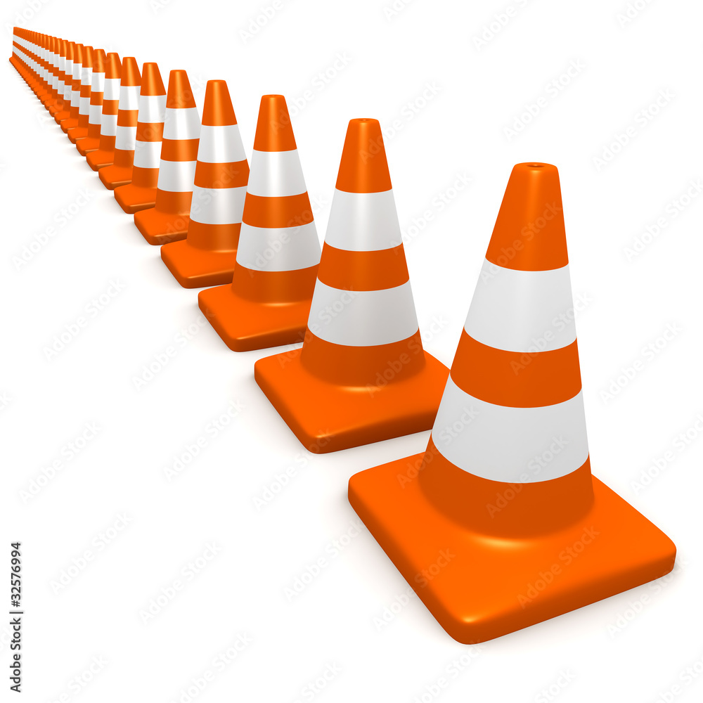 3d Row of traffic cones Stock Illustration | Adobe Stock