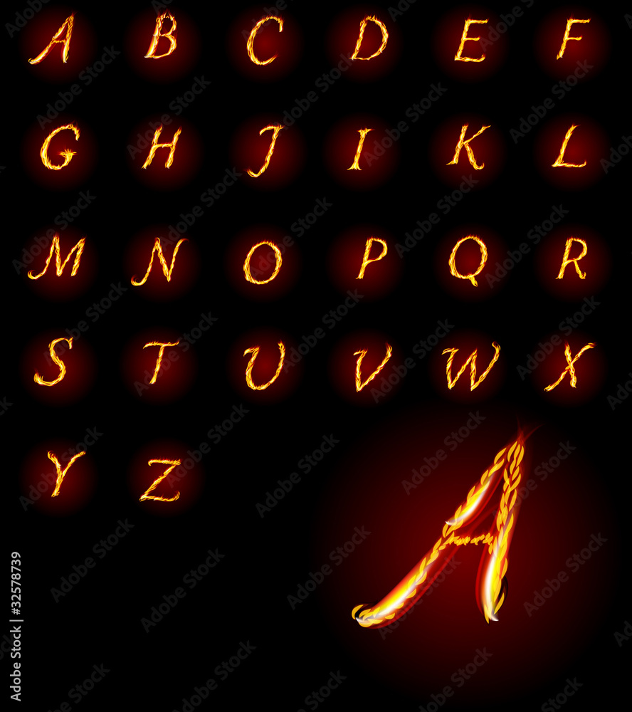 ABC Fire letters. Vector illustration Stock Vector | Adobe Stock