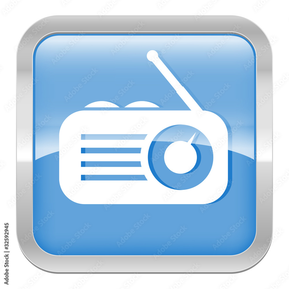 Vecteur Stock pictogramme radio série carré bleu | Adobe Stock