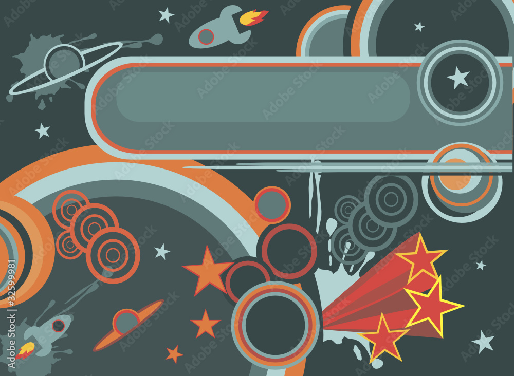 cartoon retro space background Stock Vector | Adobe Stock