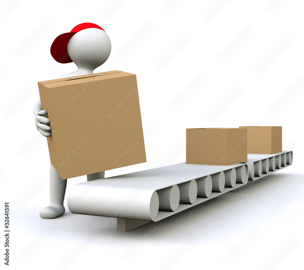 3D Man production line Stock Illustration | Adobe Stock