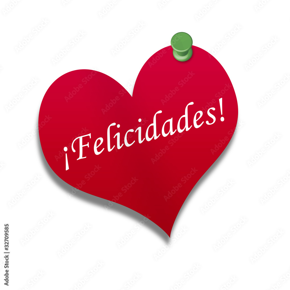 Corazón de papel texto: ¡Felicidades! Stock Illustration | Adobe Stock
