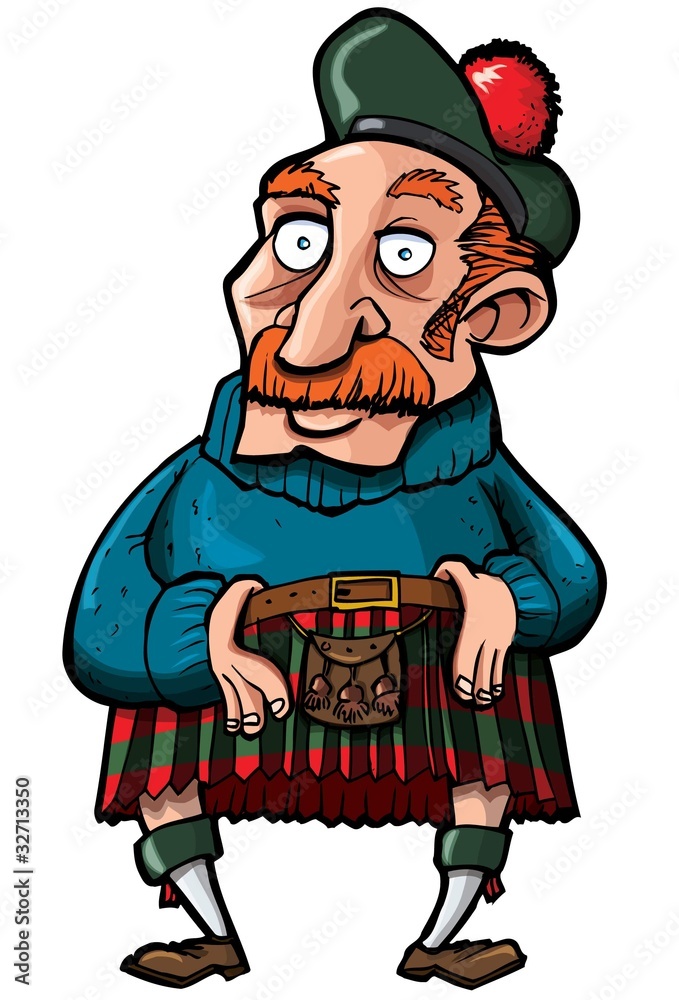Cartoon Scotsman with a kilt and sporran Stock Vector | Adobe Stock