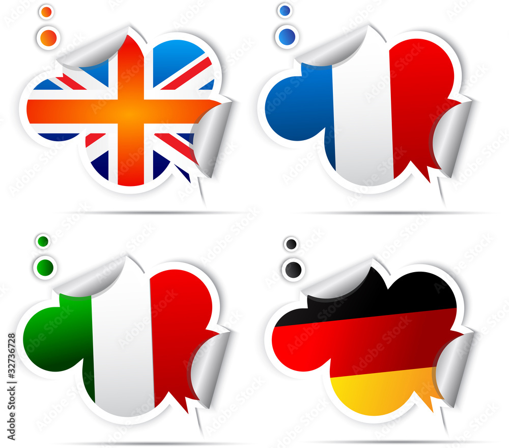 Stickers with symbols national flags Stock Vector | Adobe Stock
